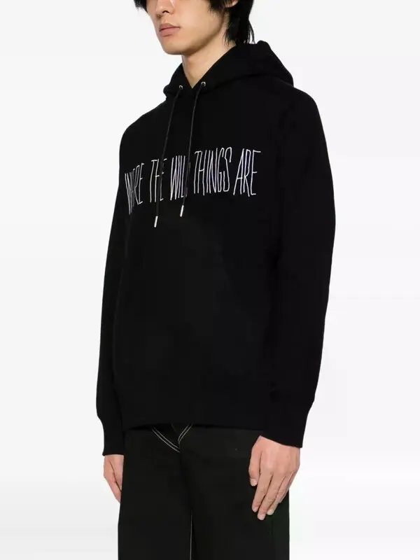 Sacai Slogan-embroidered Hoodie