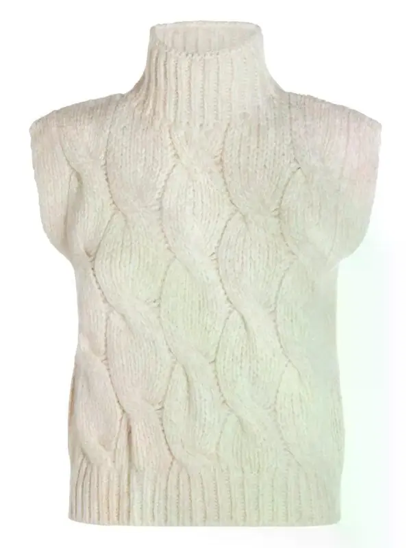 Eleventy Cable-knit High-neck Sleeveless Vest