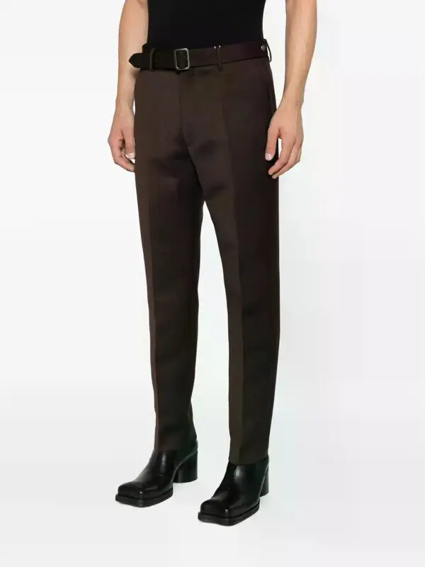 MAISON MARGIELA Belted Cotton Trousers - Brown