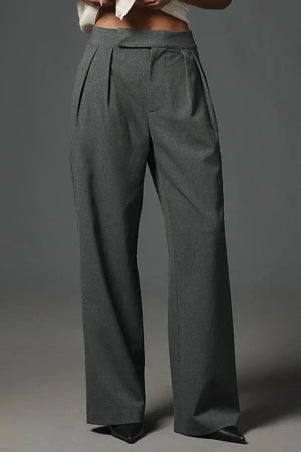 Endless Rose Pleated High-rise Trousers - Grey