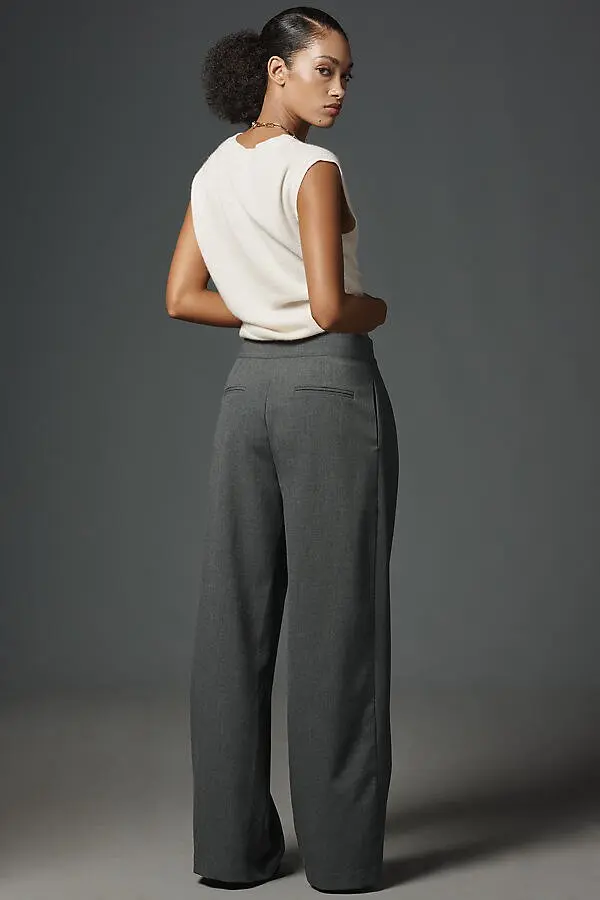 Endless Rose Pleated High-rise Trousers - Grey