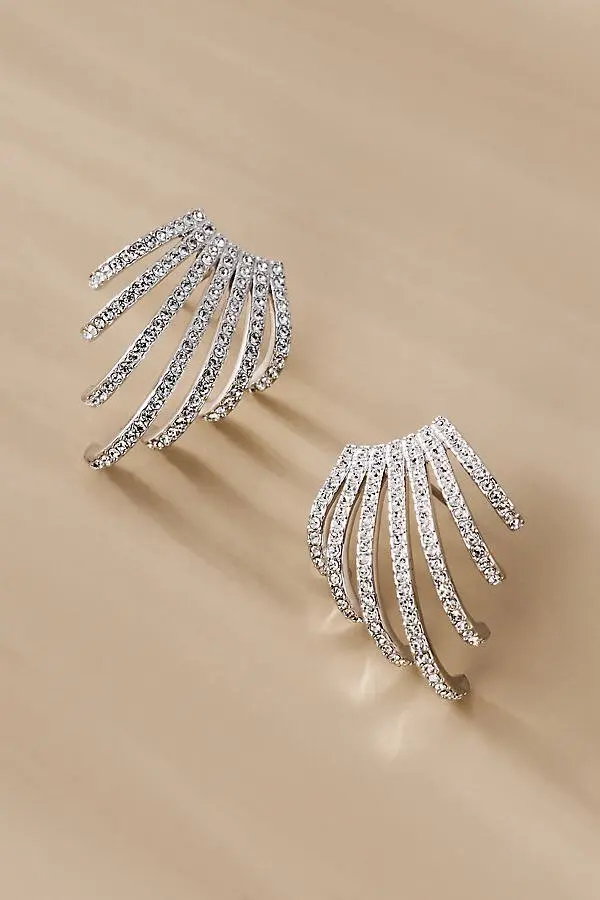 Nadri Crystal Hoop Earrings - Silver
