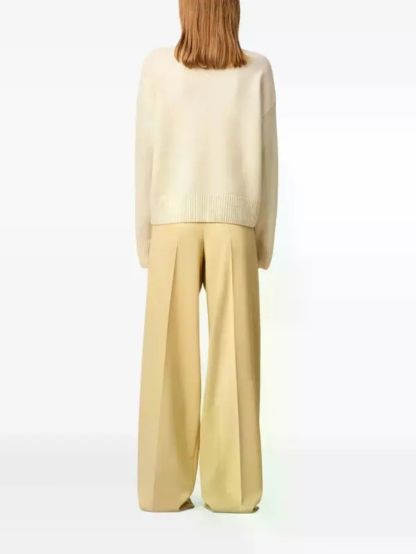 AMI Paris De Coeur Funnel-neck Wool Sweater - Neutrals