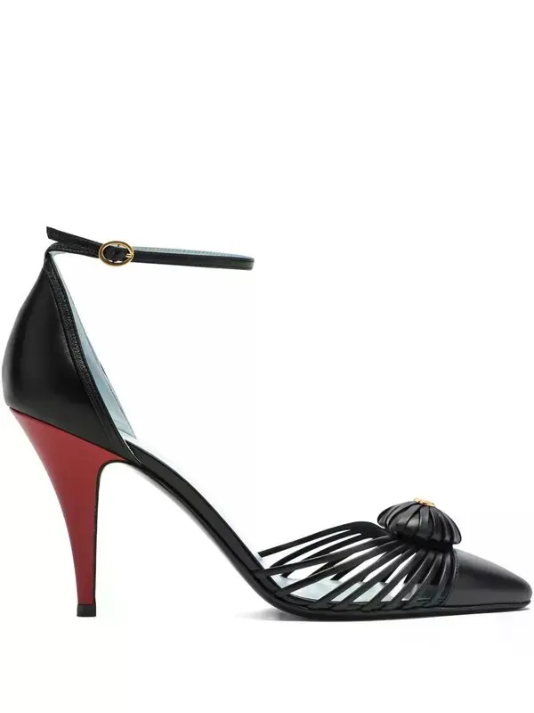 Valentino Garavani 85mm Strapped Heart-detail Heeled Pumps - Black
