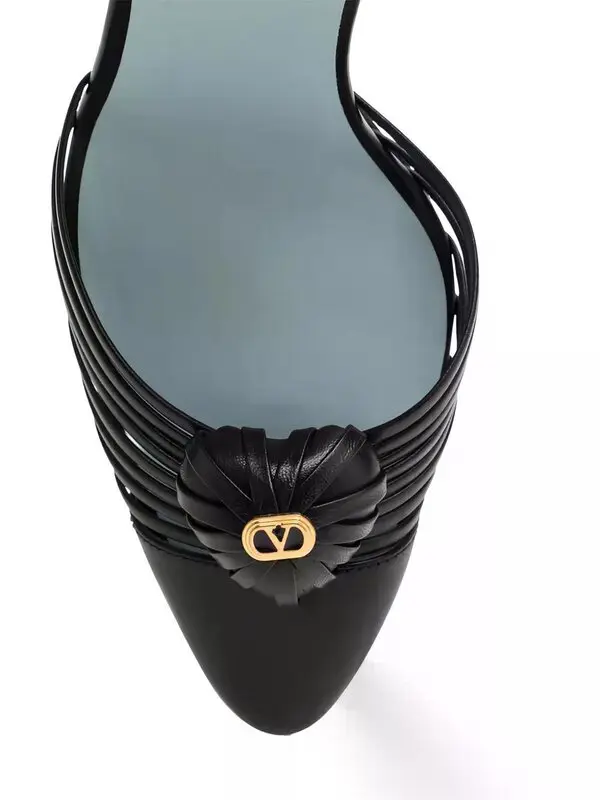 Valentino Garavani 85mm Strapped Heart-detail Heeled Pumps - Black