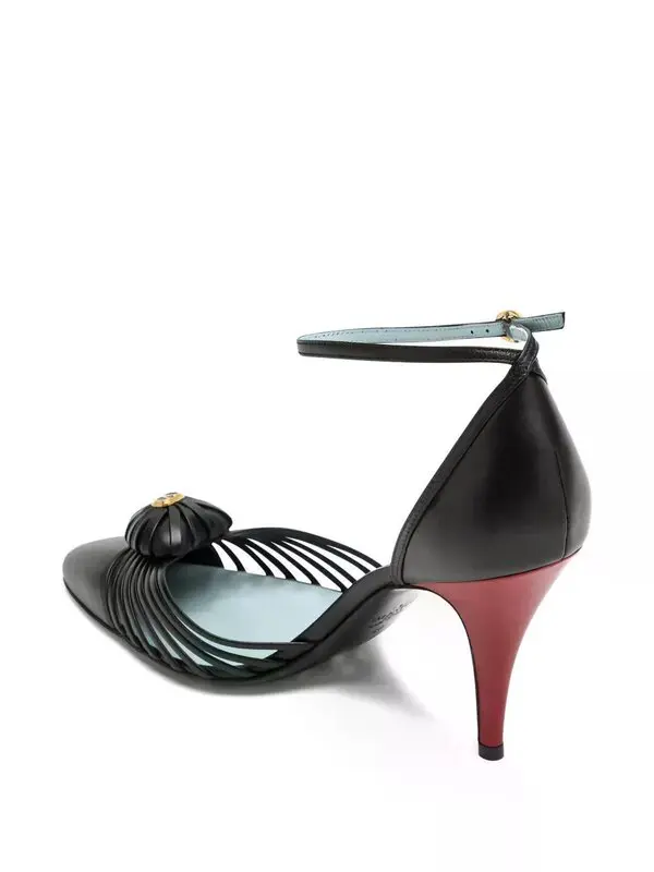 Valentino Garavani 85mm Strapped Heart-detail Heeled Pumps - Black