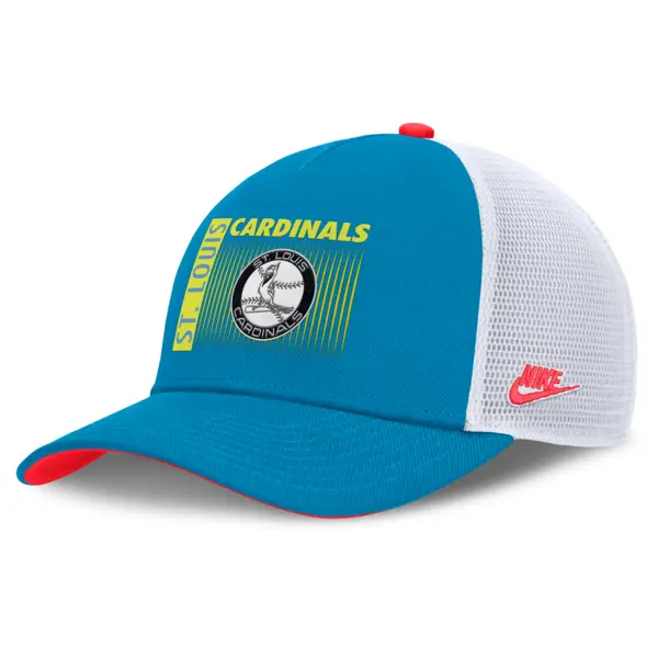 Nike St. Louis Cardinals Neon 90s Rise Dri-fit Mlb Trucker Adjustable Hat - Blue