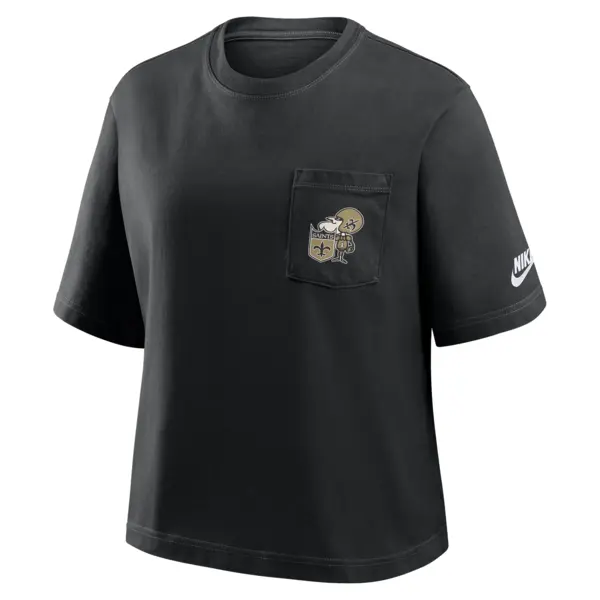 Nike New Orleans Saints Rewind Pocket Boxy Nfl T-shirt - Black