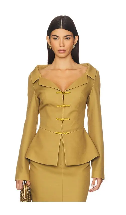 SAU LEE Nicola Crepe Top - Olive