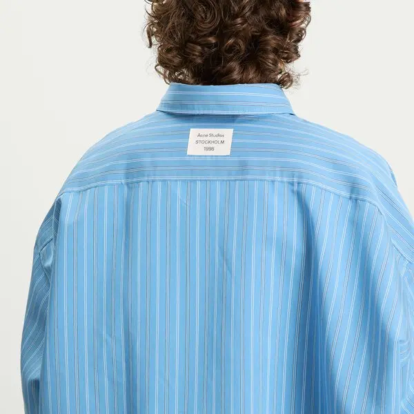 Acne Studios Soffia Round Shirting Blend Shirt - Blue Multi