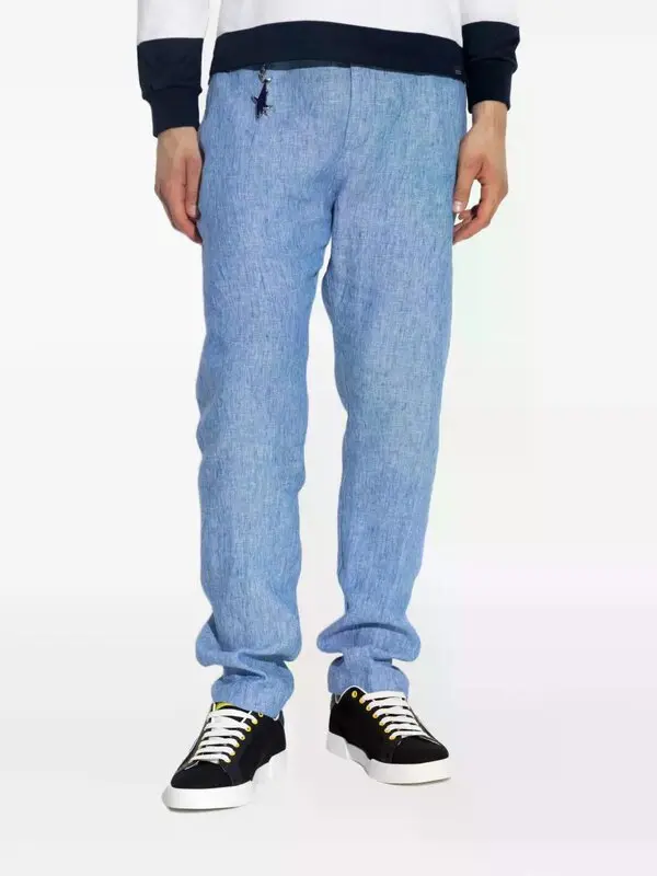 Paul & Shark Shark-keychain Linen Trousers - Blue