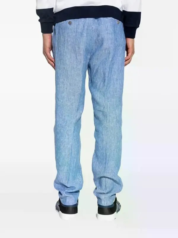Paul & Shark Shark-keychain Linen Trousers - Blue