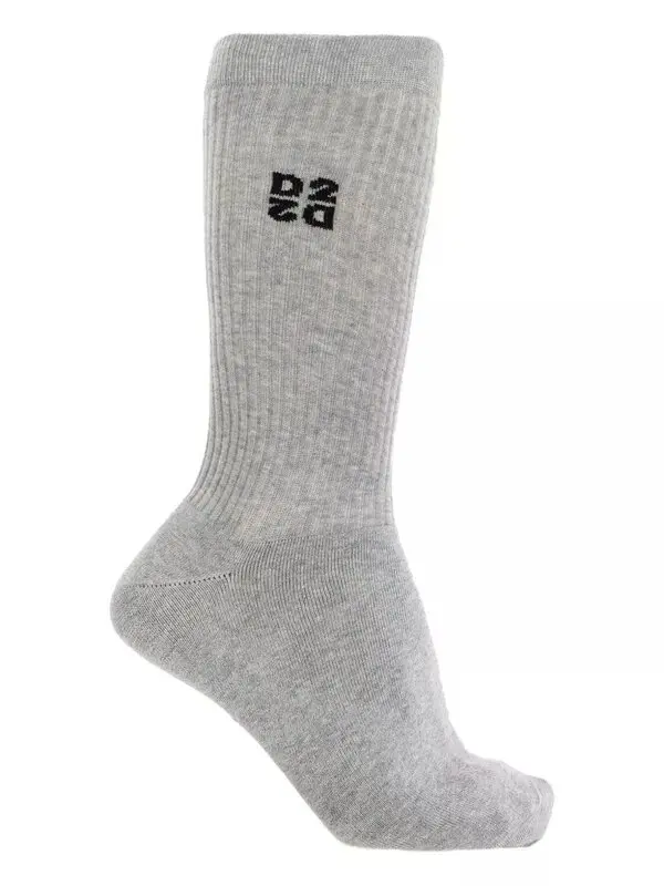 Dsquared2 Logo-embroidered Ribbed Socks - Grey