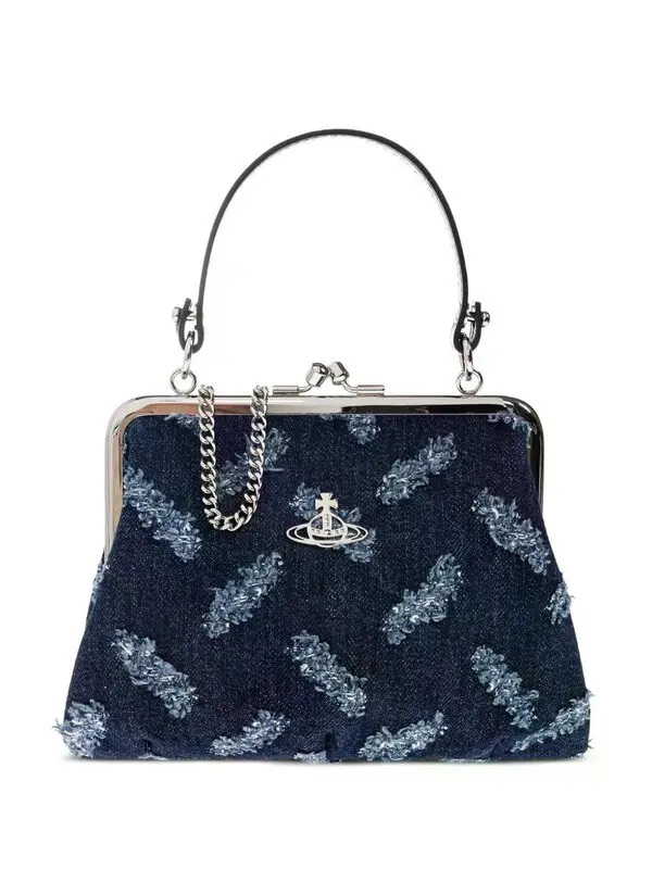VIVIENNE WESTWOOD Orb-pattern Frayed Denim Tote