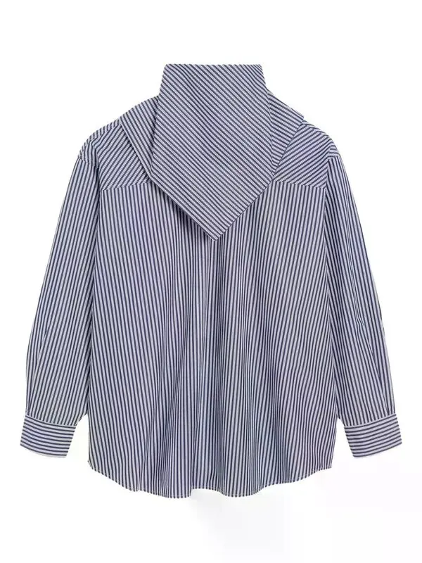 Ami Striped Cotton Shirt With Bandana Collar - Blue