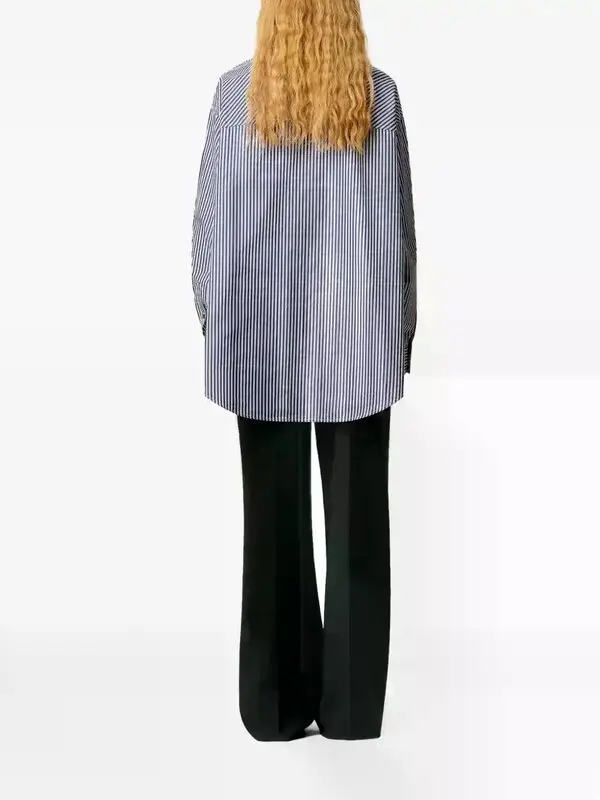 Ami Striped Cotton Shirt With Bandana Collar - Blue