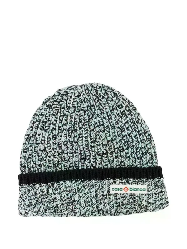 Casablanca Ribbed Wool Beanie - Green
