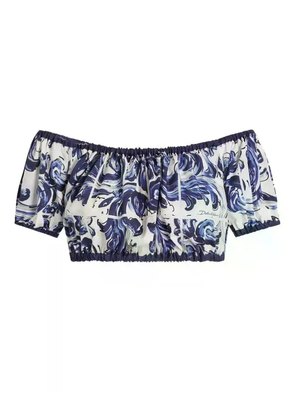 Dolce & Gabbana Majolica-print Cotton Top - Blue