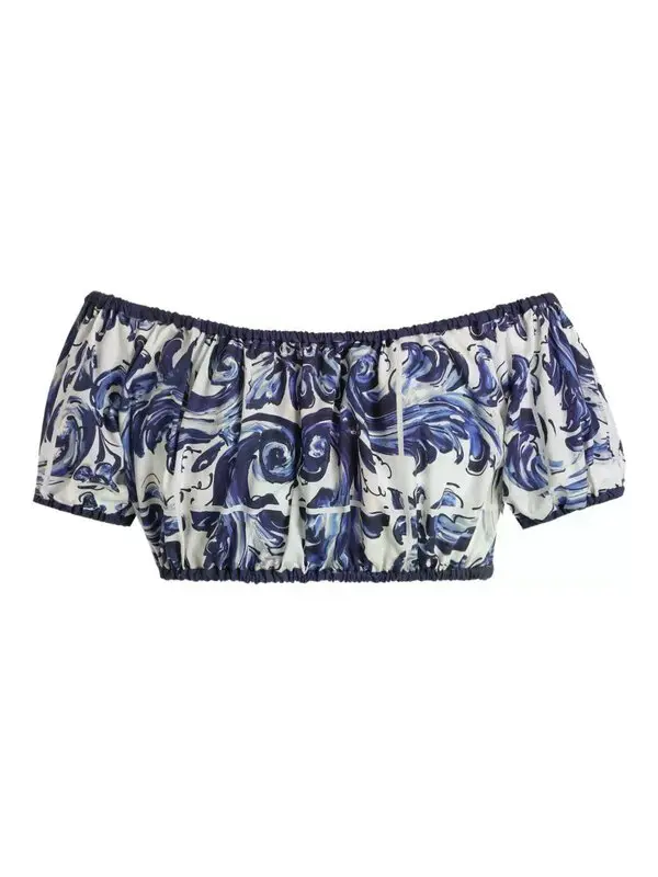 Dolce & Gabbana Majolica-print Cotton Top - Blue