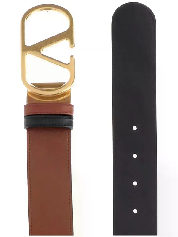 Valentino Garavani V-logo Signature Reversible Leather Belt - Brown