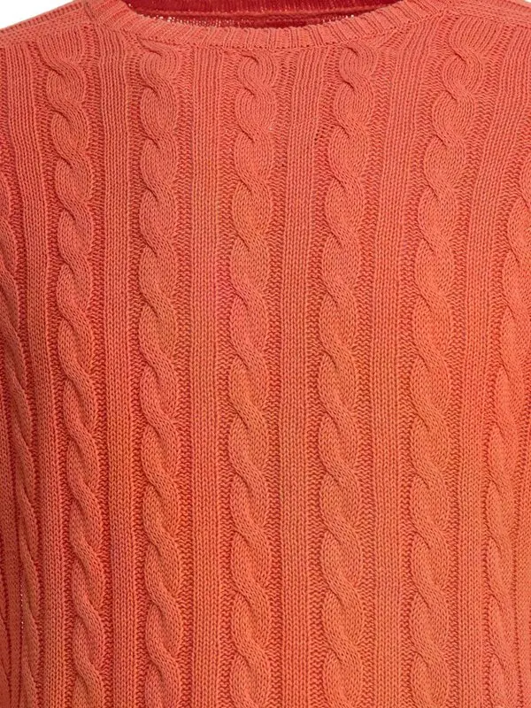 BEAMS Cable-knit Crew-neck Sweater - Orange