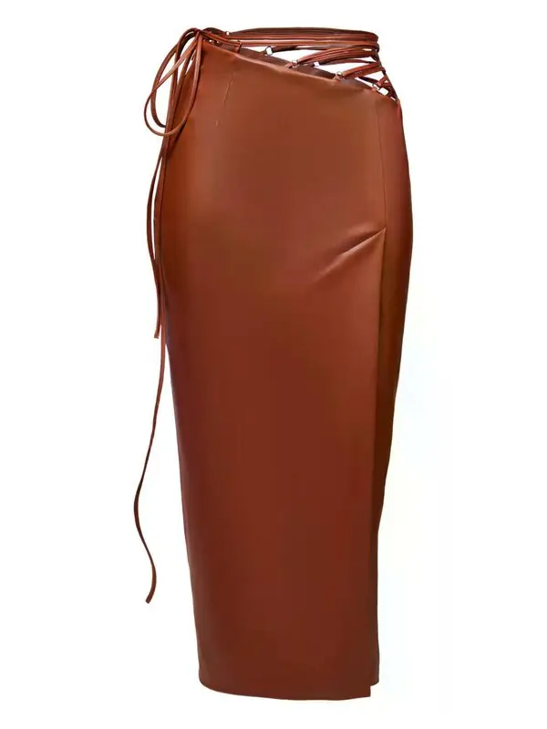 LIKA Lace-up Midi Skirt - Brown