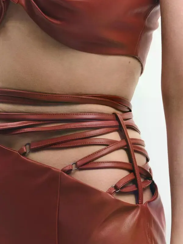 LIKA Lace-up Midi Skirt - Brown