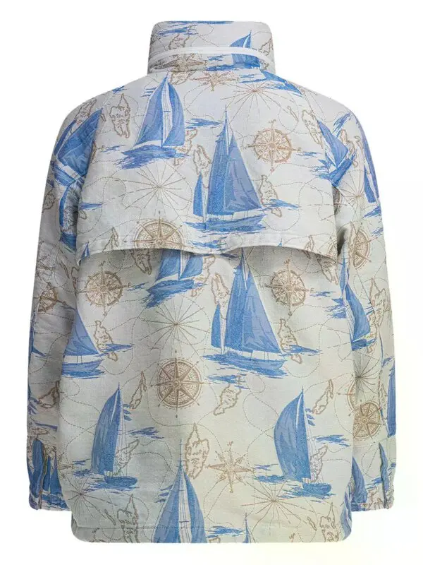 BEAMS Printed Hooded Jacket - White