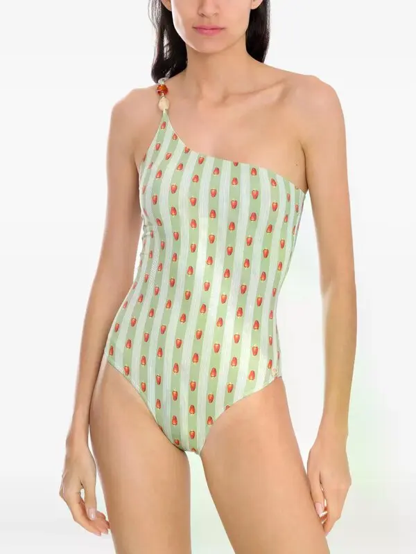 BRIGITTE Strawberry-print One-shoulder Swimsuit