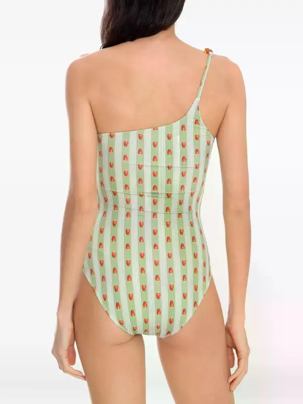 BRIGITTE Strawberry-print One-shoulder Swimsuit
