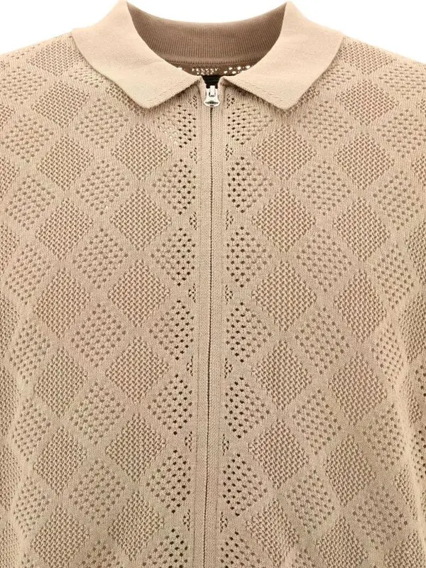 BEAMS Mesh-knit Zip Polo Shirt