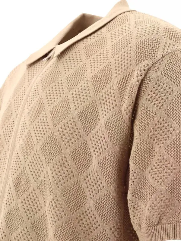 BEAMS Mesh-knit Zip Polo Shirt