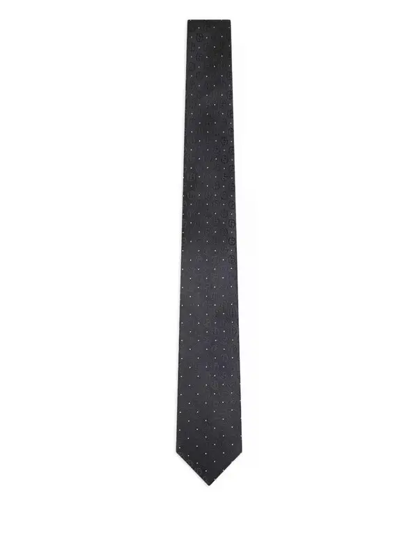Giorgio Armani Monogram-jacquard Silk Neck Tie - Black