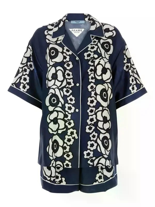 Prada Floral-print Short Pyjama Set - Blue