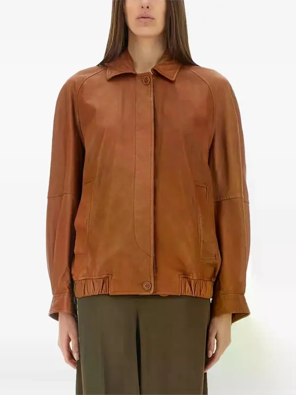 SALVATORE SANTORO Leather Bomber Jacket - Cuoio