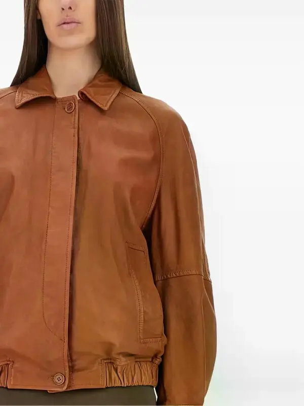 SALVATORE SANTORO Leather Bomber Jacket - Cuoio