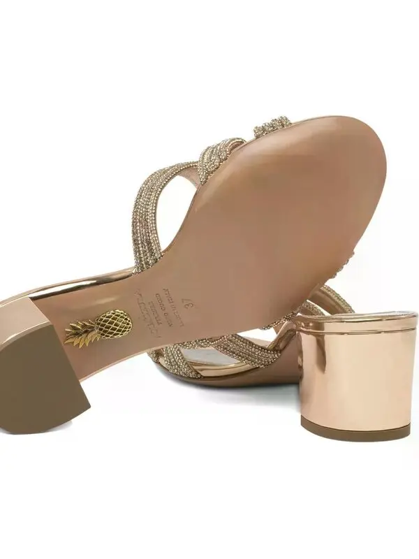 AQUAZZURA Felix Crystal-embellished Block-heel Sandals