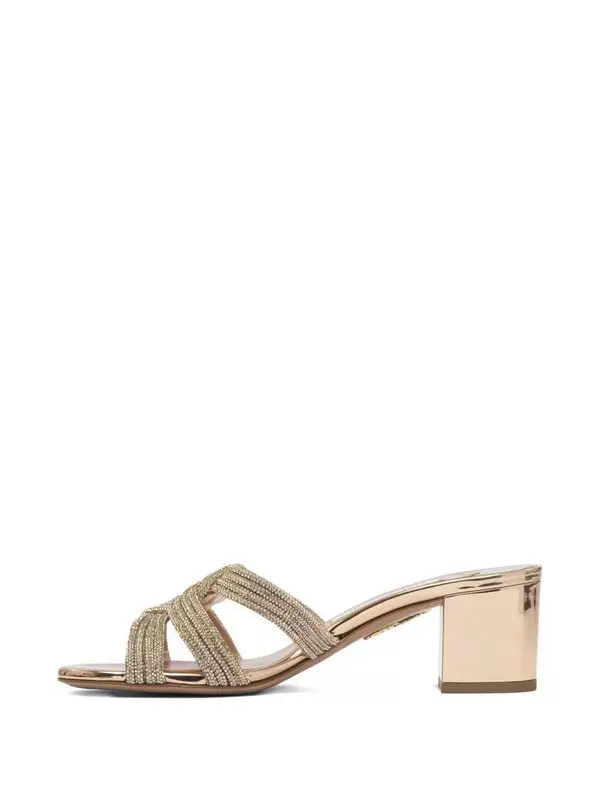 AQUAZZURA Felix Crystal-embellished Block-heel Sandals