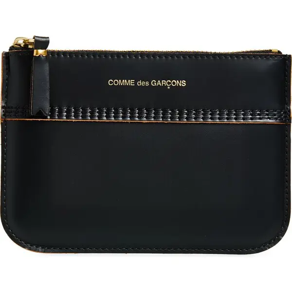 Comme Des Garçons Triple Stitch Leather Zip Pouch - Black