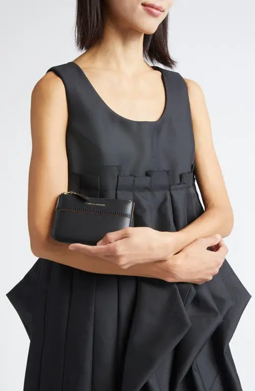 Comme Des Garçons Triple Stitch Leather Zip Pouch - Black