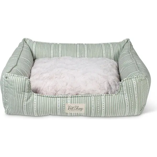 FRINGE STUDIO Small Canvas Rectangular Cuddler Pet Bed - Green