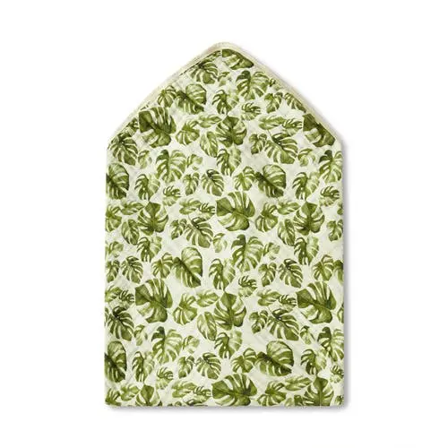 MILKBARN Organic Cotton Hooded Swaddle - Island Leaf