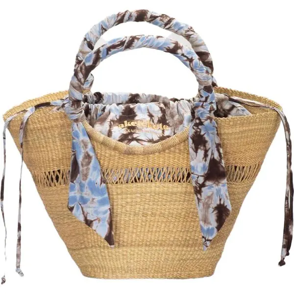 AKETEKETE Butterfly Bag Medium - Natural W/light Blue