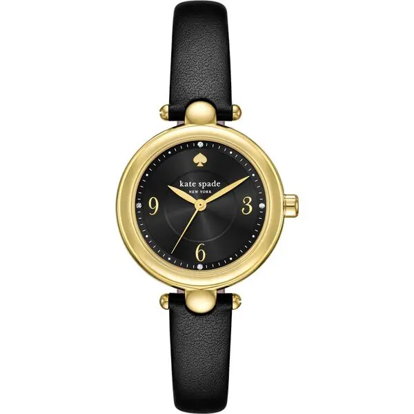 Kate Spade New York Gracie Leather Strap Watch - Black