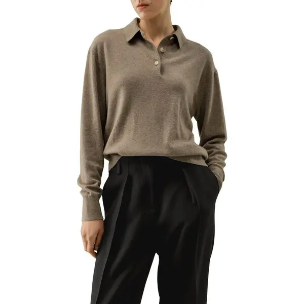 Lilysilk Baby Cashmere Long Sleeve Polo Shirt - Dolma