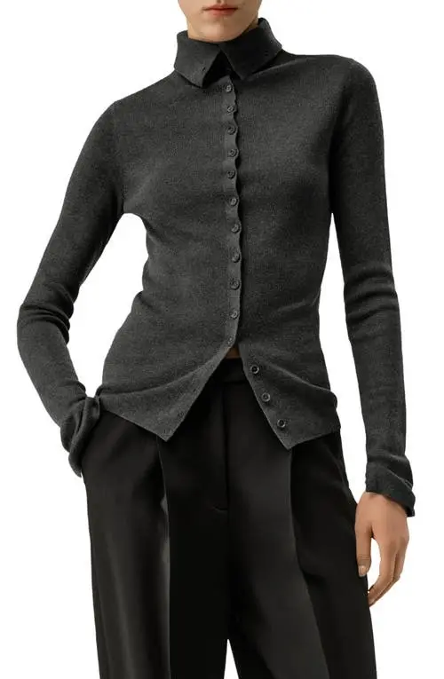 Lilysilk Slim Fit Silk Cashmere Sweater - Thunder