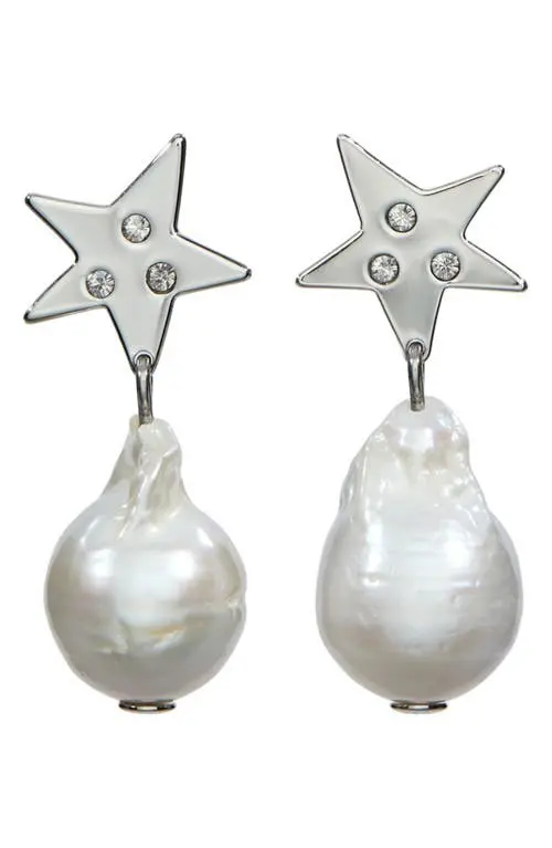 Tory Burch Star Cultured Pearl Drop Earrings - Tory Silver/pearl/crystal