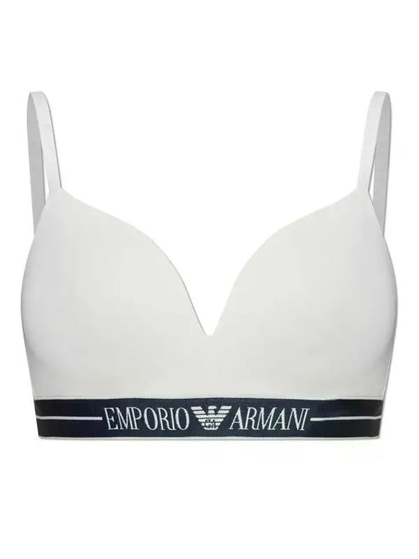 Emporio Armani Logo-band Triangle Bra - Grey