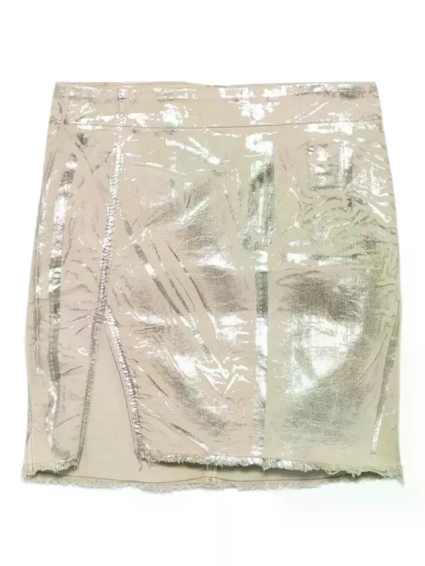 Rick Owens Metallic Frayed-edge Mini Skirt - Neutrals