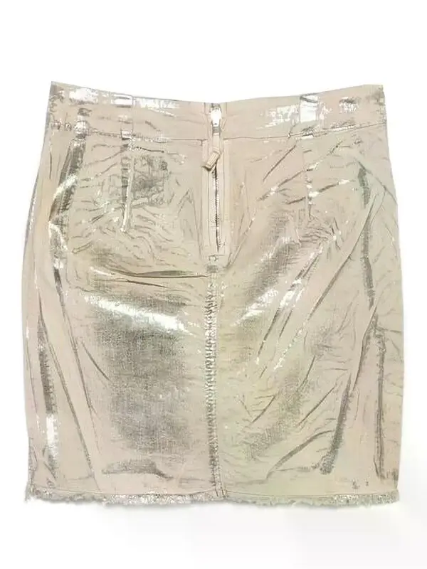 Rick Owens Metallic Frayed-edge Mini Skirt - Neutrals
